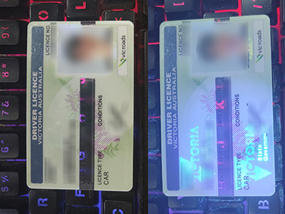 How A Victoria Driver Licence Looks Under Ultra-violet Lamp